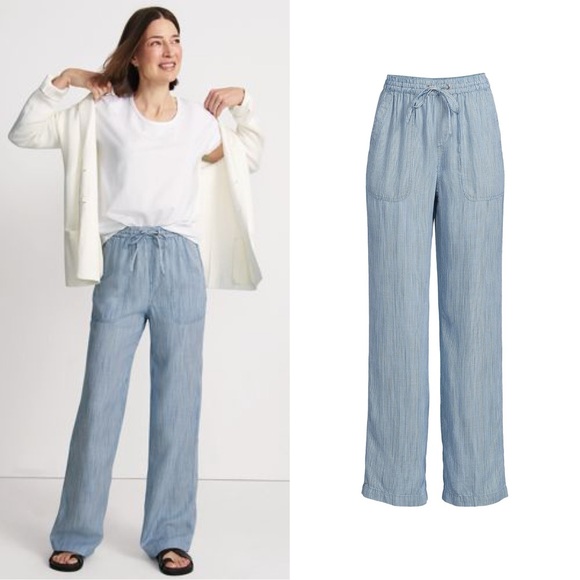 Lands' End | Pants & Jumpsuits | Lands End Tencel Fiber High Rise Wide ...